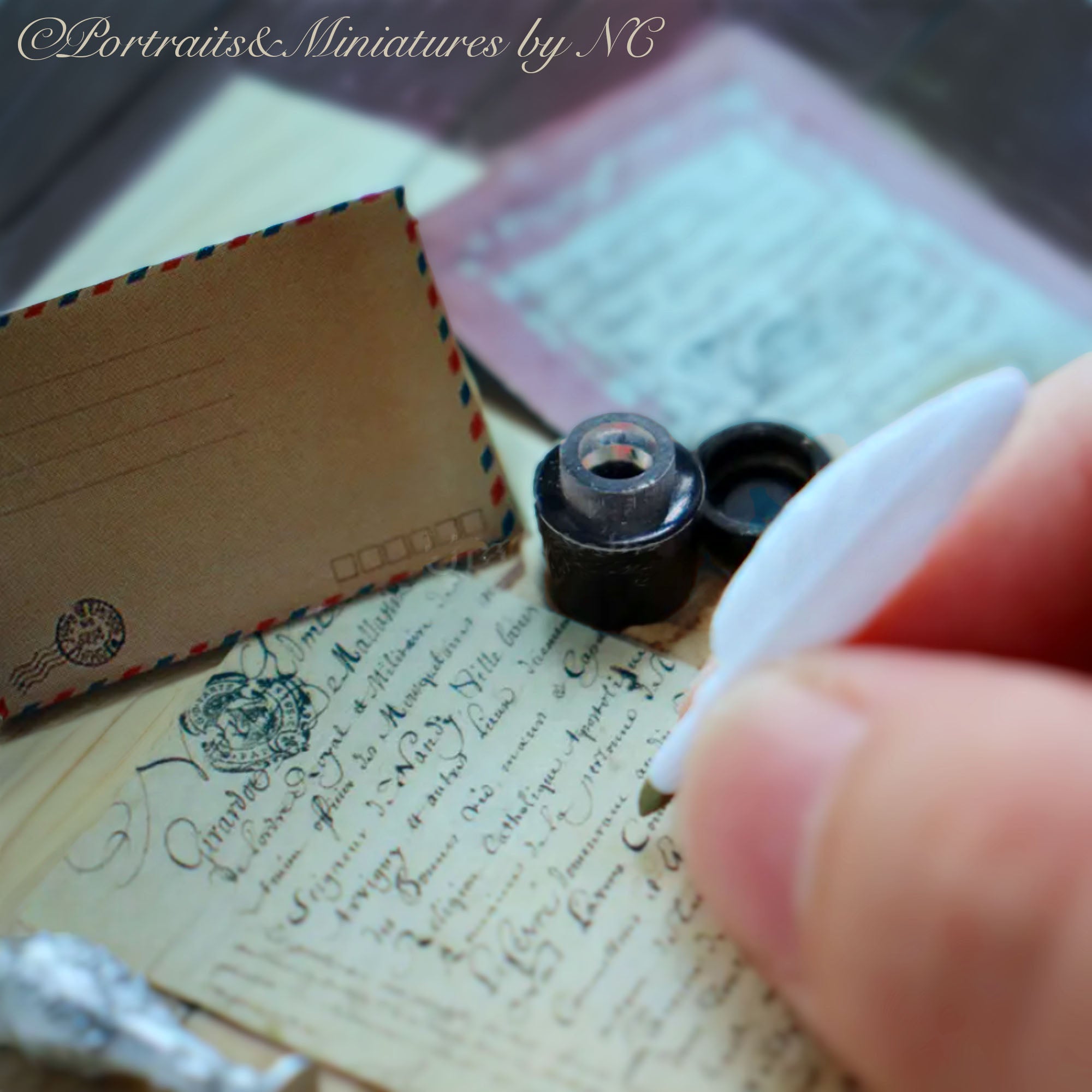 Writing a Letter to Victor the Carpenter – Portraits and Miniatures by NC
