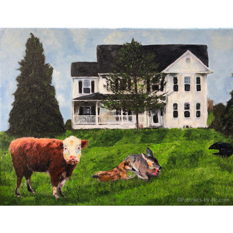 Custom House Portrait - The Farm – Portraits and Miniatures by NC