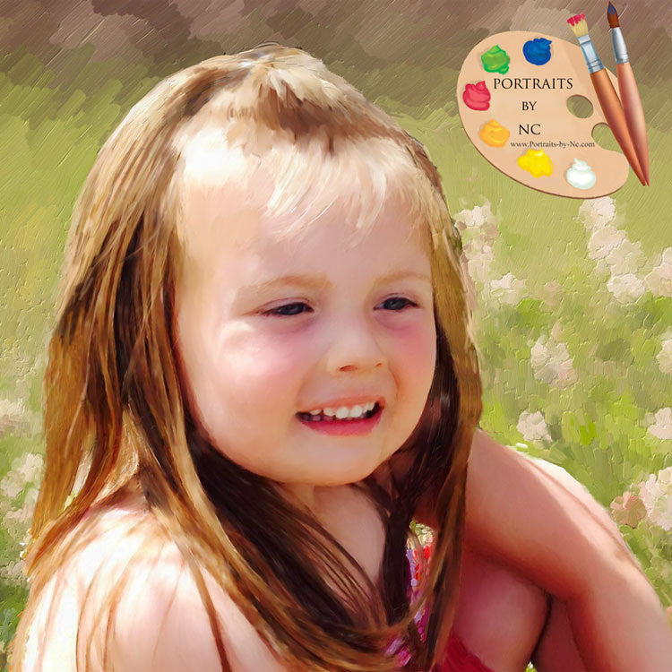 Child Portrait Girl in Grass – Portraits and Miniatures by NC
